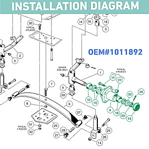 Drive-up Golf Cart Front Wheel Hub with Bearings Seals Kit for Club Car DS 1981-2003 Gas and Electric Models, Replaces OEM 1011892