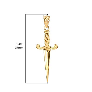 10k Yellow Gold 1-1/2" Polished Twisted Dagger Knife Charm Pendant