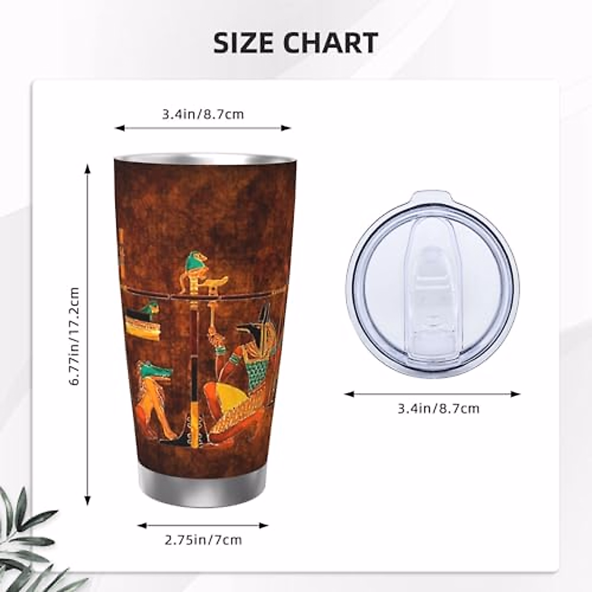Anubis Egyptian God Hieroglyphs 20 Oz Travel Cup, Double Stainless Steel Cup Insulated Keeps Drinks Cold - Suitable For Outdoor Activities