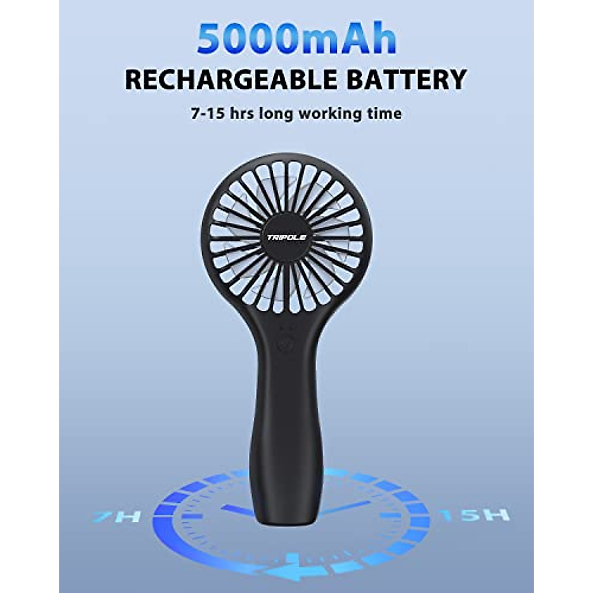 TriPole Mini Handheld Fan Bundle 2600mAh and 5000mAh Battery Operated USB Personal Fan Speed Adjustable Portable Fan