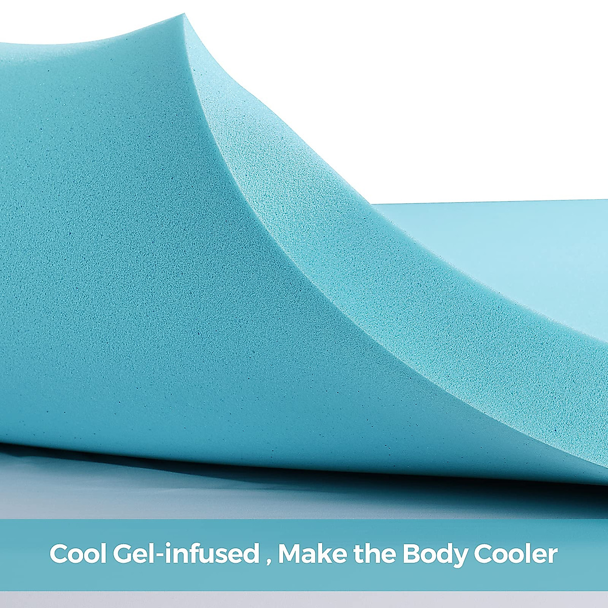 EASELAND King Size Memory Foam Mattress Topper 2 Inch Gel Infused Bed Foam Topper (King, 2 Inches)