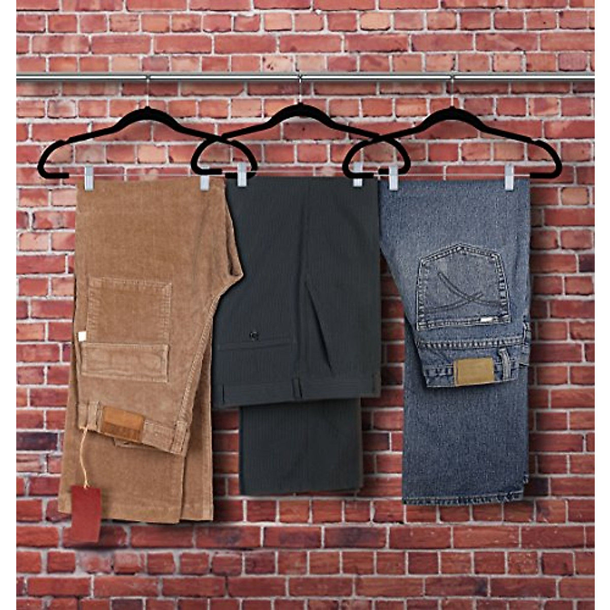 Zoyer Velvet Skirt Hangers (20 Pack, Black)- Non Slip Velvet Pants Hangers with Metal Clips, 360° Swivel Hook, Durable Thin Coat Hangers- Space Saving Velvet Dresses Hangers, Shirt & Clothes Hanger.