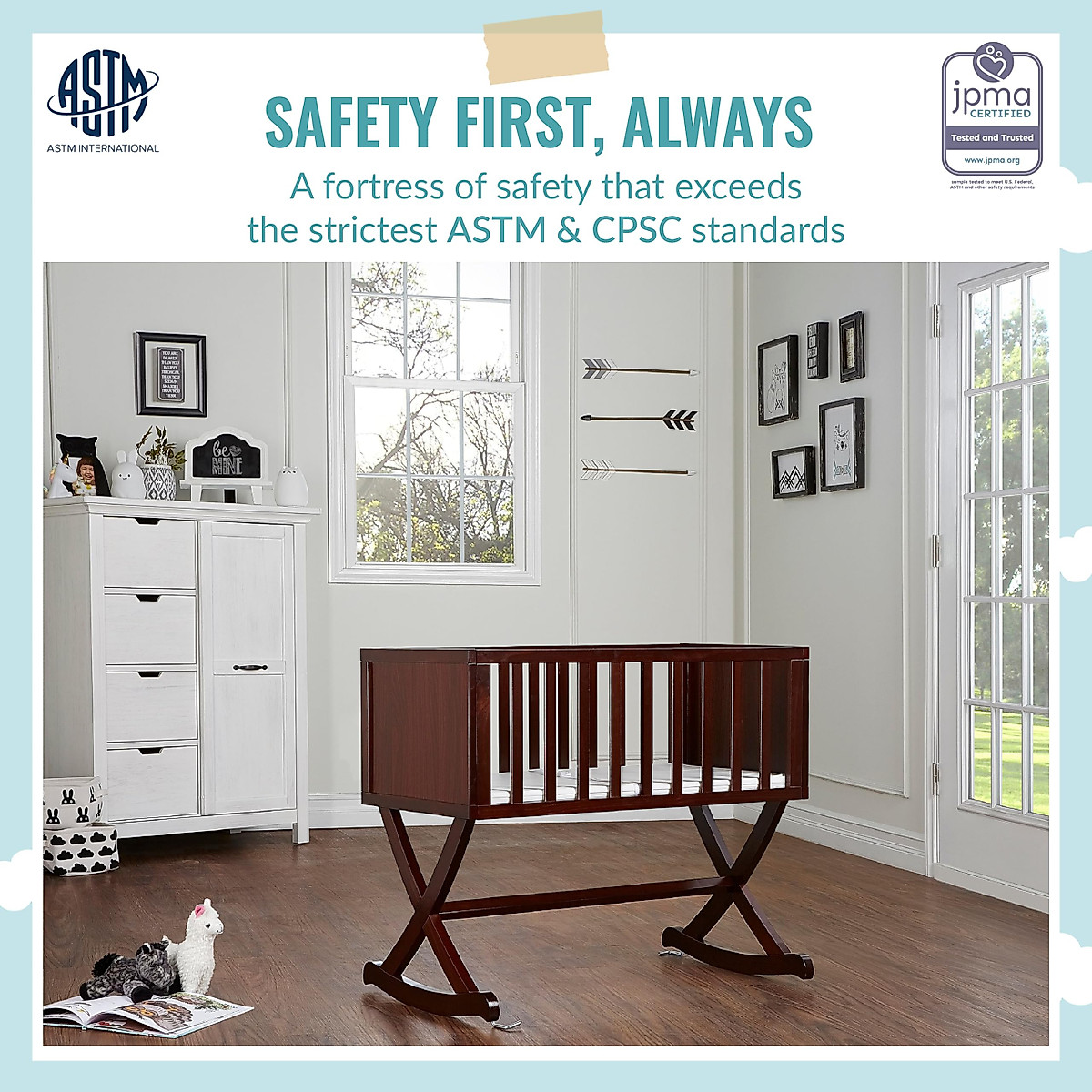 Dream On Me Luna/Haven Cradle, Wood, Espresso, 37x19x31.5 Inch (Pack of 1)