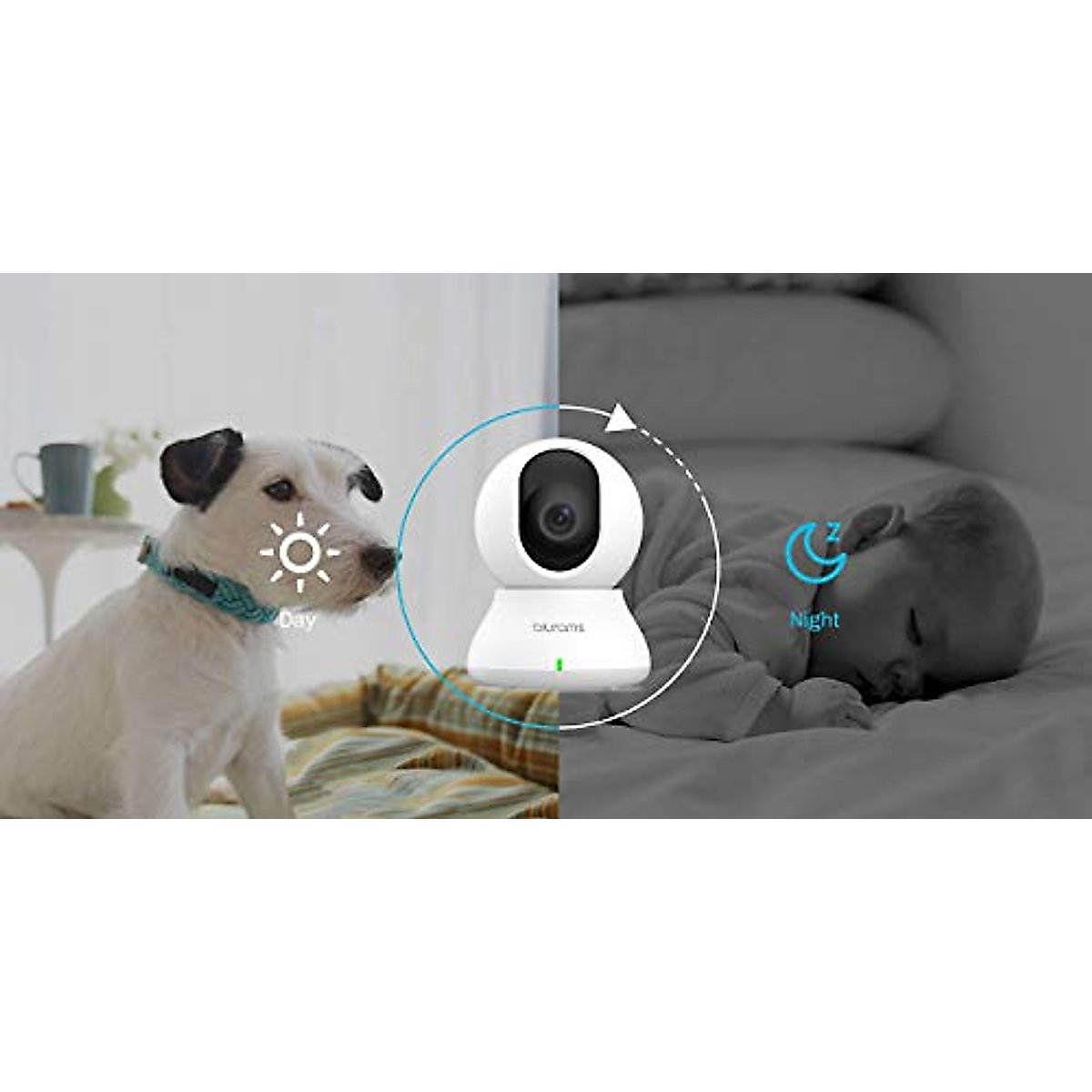 blurams Security Camera, 2K Indoor Camera 360-degree Pet Camera for Home Security w/ Motion Tracking, Phone App, 2-Way Audio, IR Night Vision, Siren, Works with Alexa & Google Assistant