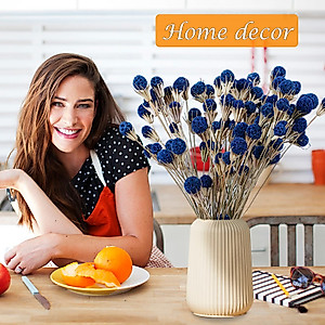 50 Pcs Natural Blue Dried Thistle Flowers Bouquet, Bulk Dried Craspedia Billy Balls Button Plant, 17'' DIY Floral Arrangements for Home Boho Kitchen Table Wedding Vase Decor