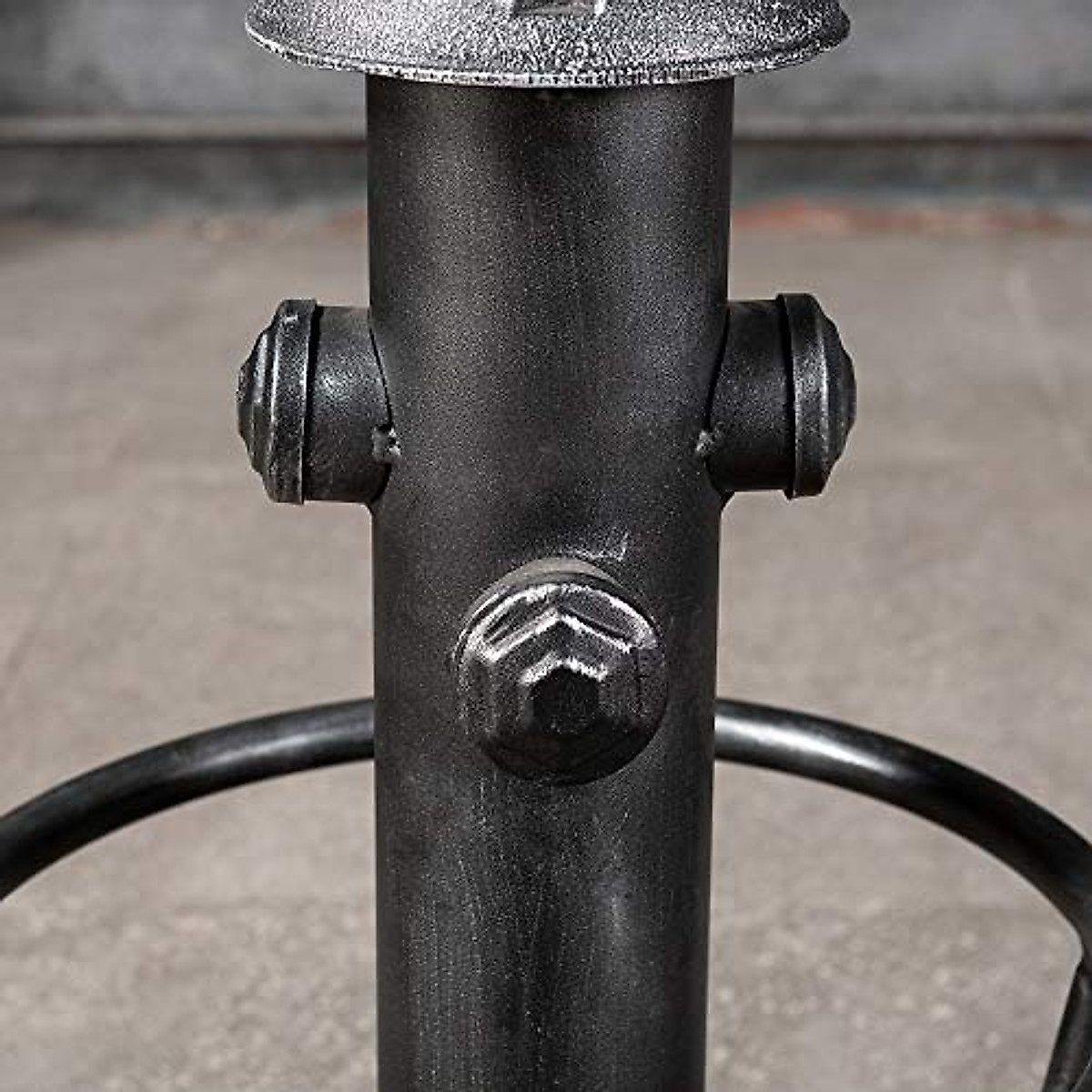 Topower American Antique Industrial Round Bottom Adjustable Height Cafe Coffee Retro Vintage Stylish Water Pipe Design Pub Kitchen Bar Stool (Silver, PU Leather Top)