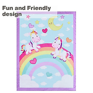 EVERYDAY KIDS 4 Piece Toddler Bedding Set - Unicorn Dreams - Includes Comforter, Flat Sheet, Fitted Sheet and Reversible Pillowcase