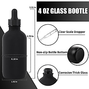 SprayDroplet 2 Pcs, 4oz Dropper Bottle, Glass Leakproof Tincture Bottles with Dropper, Black Reusable Eye Dropper Bottle, Preety Frosted Texture, for All Kinds of Liquids (Black-Frosted, 4oz-2pcs)