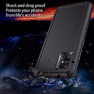Mieziba for Galaxy A51 5G Case,Shockproof Dropproof Dustproof 3-Layer Full Body Protection Rugged Heavy Duty High Impact Hard Cover Case for Samsung Galaxy A51 4g 6.5 inch,Black
