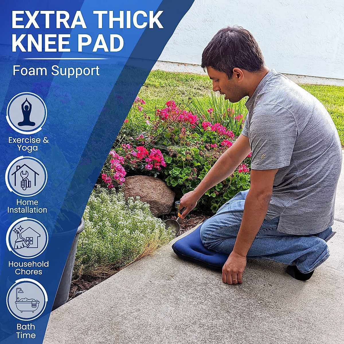 CHARGUY Extra Thick Knee Pad, Garden Kneeling Pad Gardening Yoga Baby Bath Exercise Flooring Cleaning Kneeler, High-Density Foam Cushion Support Knee Mat