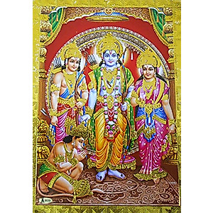 crafts of india best of indian crafts store Ram Darbar Poster/ Reprint Hindu God Picture with Golden Foil (Unframed : Size 5"X7" inches)