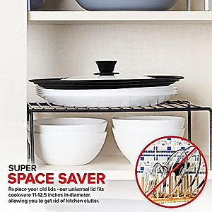 Modern Innovations Silicone & Glass Universal Lid (11 to 12.5 Inches),BPA-Free Silicone Lid with Stay Cool Handle & Tempered Glass Top,Dishwasher Safe,Universal Lid for Pots, Skillets, Cast Iron