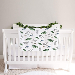 Lovable Gift Co Fishing Personalized Baby Receiving Swaddle Blanket