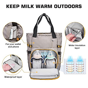 Diaper Bag Backpack,Baby Bag with Portable Changing Pad Insulated Pockets Waterproof Diaper Bag Tote for Mom Dad Women Boy Girl Stroller Diaper Backpack,Mommy Bag Large Capacity Nappy Bag Beige