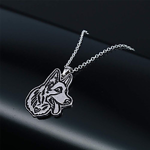 JczR.Y German Shepherd Necklace Vintage Animal Dog Head Necklace Pendant for Women Cute Jewelry Gift(German Shepherd)