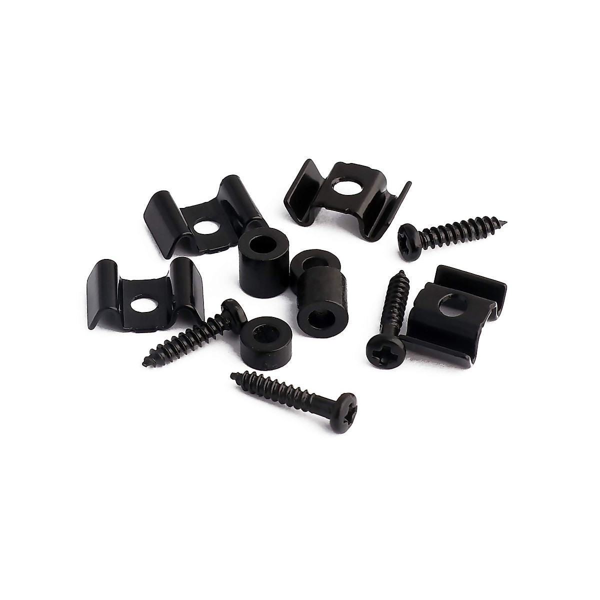 Metallor Guitar String Trees String Retainer Guides Compatible with Strat Tele Style Electric Guitar Bass Parts Replacement Pack of 4pcs with Mounting Screws Black.