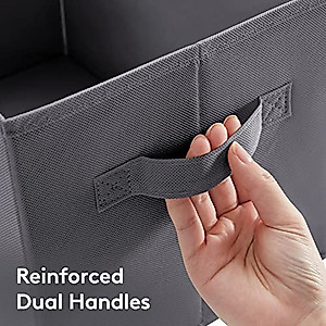 Lifewit 20L Foldable Clothes Storage Bins for Closet Collapsible Sturdy Fabric Storage Basket Cube with 2 Reinforced Dual Handles Fabric Closet Organizers, 3 Packs, Large, Grey