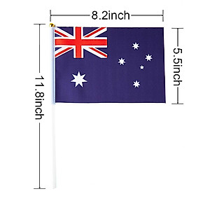 Australia Flag Australian Small Stick Mini Hand Held Flags Decorations 1 Dozen (12 pack)