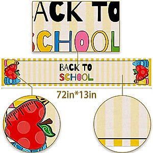 Pudodo Back to School Table Runner Apple First Day of School Kids Students Classroom Party Dinning Room Home Decoration (13" x 72")