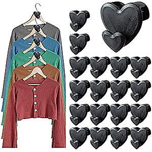 18 PCS Clothes Hanger Connector Hooks, Space Saving Hanger Extender Hooks, Cascading Hanger Hooks, Create Up to 5X More Closet Space, Closet Space Connection Storage Hooks for Closets (Heart)