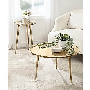 Kate and Laurel Alessia Modern Coffee Table, 25 x 25 x 15, Gold, Metal Coffee Table with Antique Detailing for Storage and Display