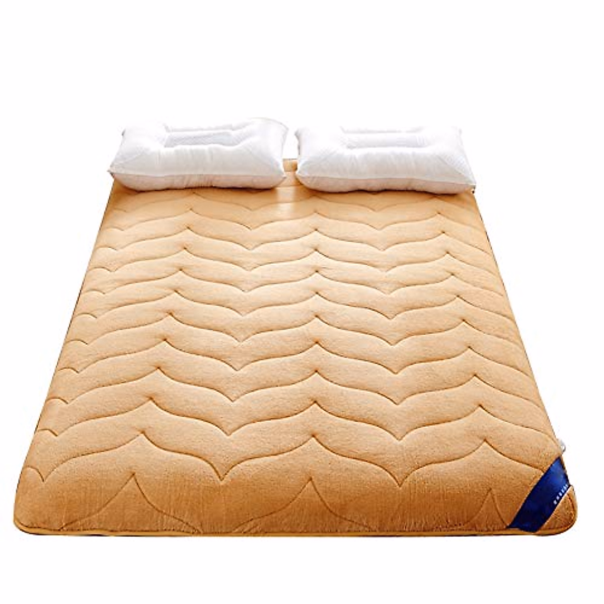 Japanese Quilting Mattresses, Thicken Plush Tatami Mattress Foldable Floor Mat, Lamb Velvet Sleeping Pad Student Dorm Bedroom-Light Tan King: 180x200cm