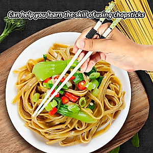 7 Pairs Reusable Training Chopsticks Helpers for Kids Adults Trainers Beginner and Each Age Learner, Non-Slip and Portable Practice Chopsticks Hinges Connector Set (Amber cherry)