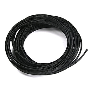 Bettomshin 1Pc 16.4Ft(5m) Cable Management Sleeve, 1/4"(6mm) Width PET Black Cord Protector, Wire Loom Tube Insulated Split Sleeving for USB Cable Power Cord Organizer Video Cable Hider