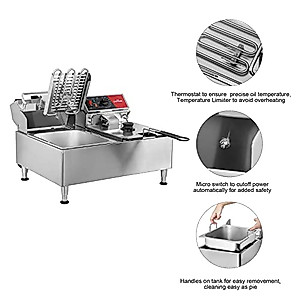 CROSSON ETL Listed Dual Tank 26Lbs Electric Countertop Deep Fryer with Easy-assembling Solid Basket ,Removable Oil Container,Height Adjustable Leg and Lid for Restaurant Home Use-120V,3600W Stainless Steel Commercial Deep Fryer