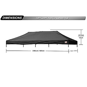 ABCCANOPY Replacement Canopy Top for Pop Up Canopy Tent (10x20, Black)