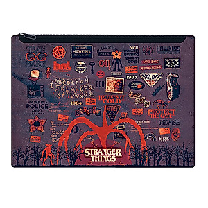 Stranger Things Pencil Case (Upside Down Design) 18cm x 25cm Extra Large Pencil Case for Pencils and Stationery, Great Stranger Things Gifts - Official Stranger Things Merchandise