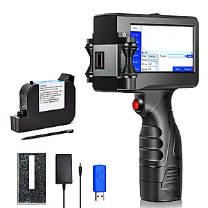 Handheld Inkjet Printer Quick-Drying Smart Portable Inkjet Printer with 4.3 Inch LED Touch Screen High Definition Label Printer for DateTrademark Logo Coder Label Print