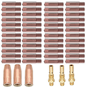46pcs Mig welding gun parts kit .035" for Lincoln Magnum 100L and Tweco Mini/#1 style standard，40pcs Contact Tips 11-35 0.035" + 3pcs gas nozzles 21-50 1/2" + 3pcs gas diffusers 35-50