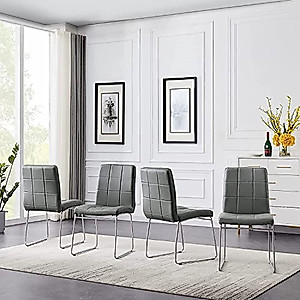 Dining Chairs - Set of 8 Pieces,Dinner Chairs Metal Legs Comfortable Dining Room Chairs, Comfy Dinning Chair, Faux Leather White Chairs for Dining Room Modern Meeting Chairs with Padded Back and Seat