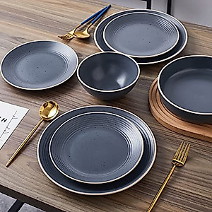 Stone Lain Lauren Stoneware 16-piece Round Dinnerware Set, Charcoal