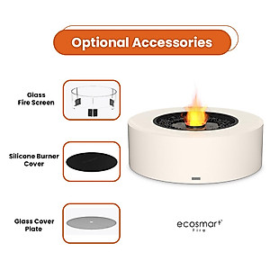 Eco Smart | ARK 40 Fire Pit Table | Bone Color | Ethanol Black Stainless Steel Gas Burner | Elegant Curved Design with Versatile Wide Lip | Complements Any Decor and Setting