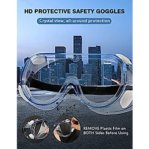 MELASA Safety Goggles ANSI Z87.1, Anti-Fog Protective Lab Goggles, Eye Protection Goggles, Adjustable,Lightweight