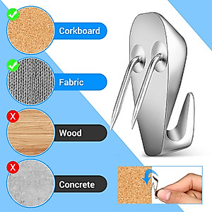 LEIFIDE Cubicle Hooks Fabric Panel Wall Hooks Cubicle Clips Picture Hangers for 40 Lbs Office Home Kitchen Room Board Hanging Supplies(Silver,10 Pieces)