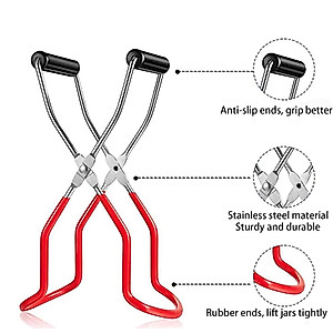 Cedilis 4 Pieces Canning Kit, 1PC Canning Rack+ 1PC Canning Jar Lifter Tong+ 2PC Canning Funnels, Stainless Steel Canning Supplies Canning Rack and Canning Tong for Mason Jars