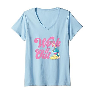Barbie Work It Out V-Neck T-Shirt