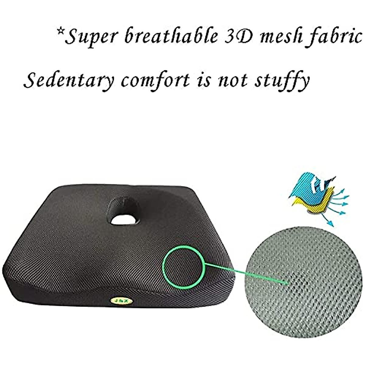 WXLBHD Orthopedic Seat Cushion for Office Chair Memory Foam Car Seat Cushion，Ergonomic Desk Chair Cushion for Tailbone, Lower Back Pain, Sciatica Relief