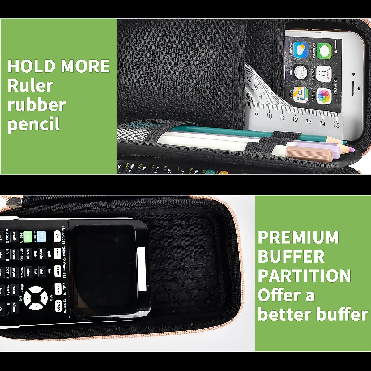 Case Compatible with Texas Instruments TI-84 Plus CE/TI-84 Plus/TI-83 Plus/TI-30XS / TI-36Pro Graphing Calculator, Scientific Calculators Box for Ruler, Rubber, Pencil and Other- Rosa (Case Only)