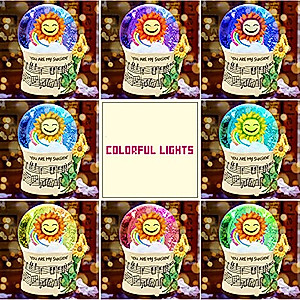 Sunflower Music Box Snow Globe, Sunflower Gift for Wife Girlfriend Women, Flower Snowglobe Musical Box with Light Birthday Christmas Valentine Play You are My Sunshine