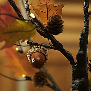 Monsense 24 Inch Artificial Fall Oak Maple Tree, Lighted Fall Decorations for Home, Fall Centerpieces for Tables, Perfect for Thanksgiving, Autumn, Wedding and Halloween Decor