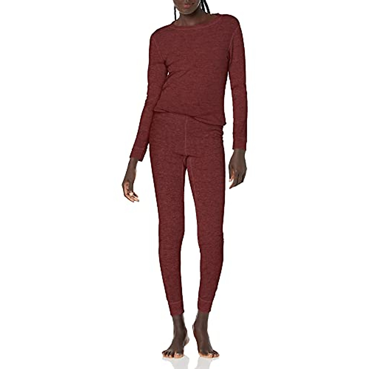 Fruit of the Loom Women's Micro Waffle Premium Thermal Set, Merlot Heather, Large