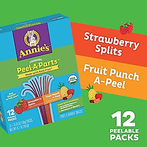 Annie's Organic Fruit Peel-A-Parts Fruit Snacks, Strawberry and Fruit Punch, 12 packs, 6.7 oz.