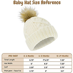 Baby Hats Newborn - Toddler Winter Baby Hat and Mitten Set Boy and Girls Baby Winter Hat Fleece Lined 0-6 Months (Ivory)