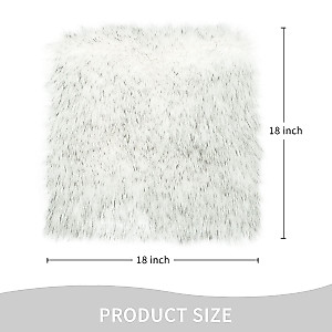 OKAYDA Fluffy Faux Sheepskin Fur Chair Pad Shaggy Seat Cushion Soft Stool Cover Perfect for Sofa Home Decor (Grey tip Square)