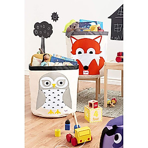 3 Sprouts UBNSNO Canvas Storage Bin Laundry and Toy Basket for Baby Toddlers and Kids, Owl and Cat