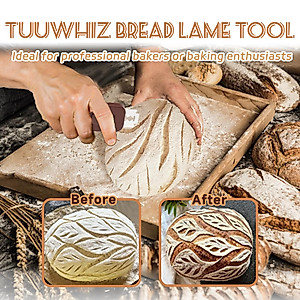 Tuuwhiz Bread Lame Dough Scoring Tool,Sourdough Bread Baking Supplies with Magnetic to Storage,Exquisite Design Bread Scorer Tool for Homemade Bread Baking Include 5 Razor Blades (Brown)
